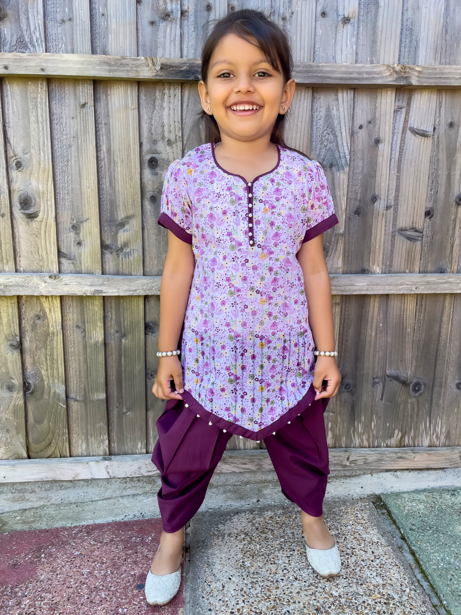 Purple Nauk Kurti & Samosa Salwar – Made By Saima